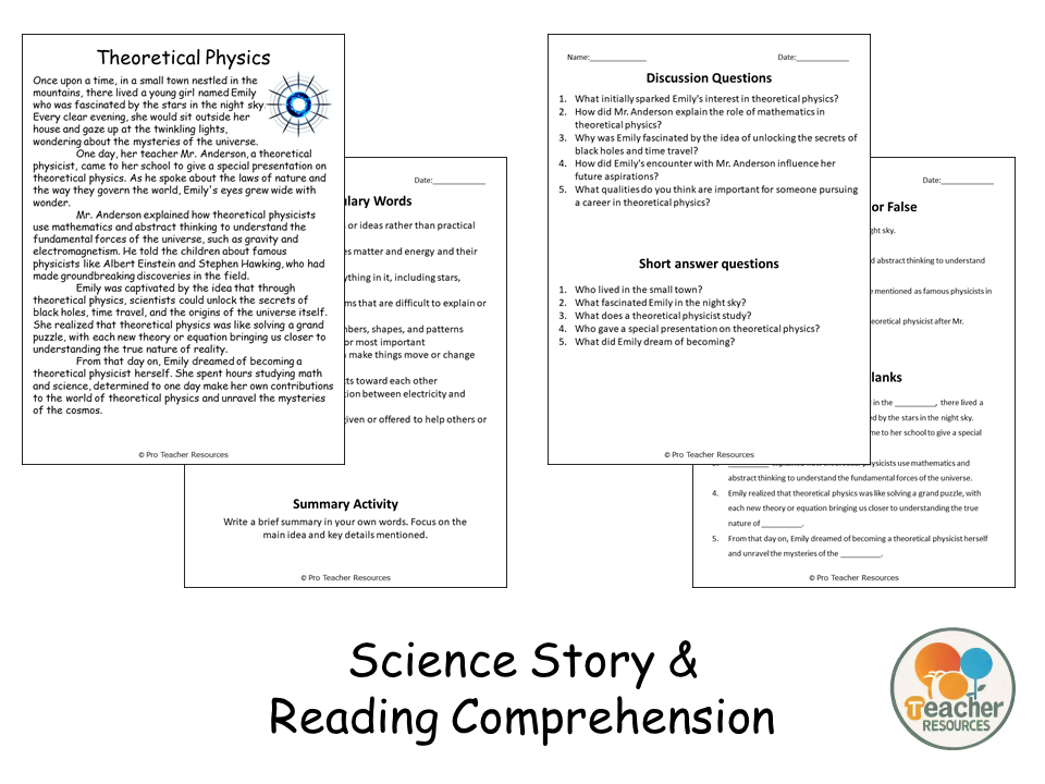Theoretical Physics Reading Science Story Comprehension Questions ...