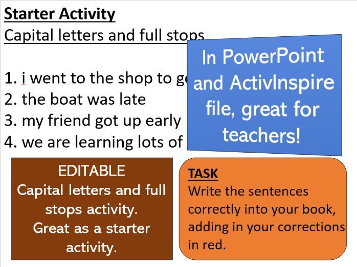 Capital Letters And Full Stops Teaching Resources