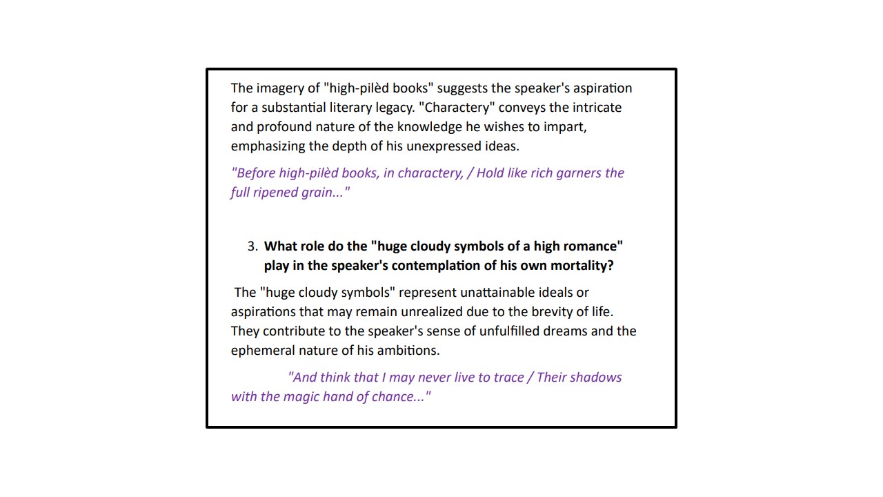 KEATS - WORKBOOK-When I Have Fears That I May Cease To Be' | Teaching ...