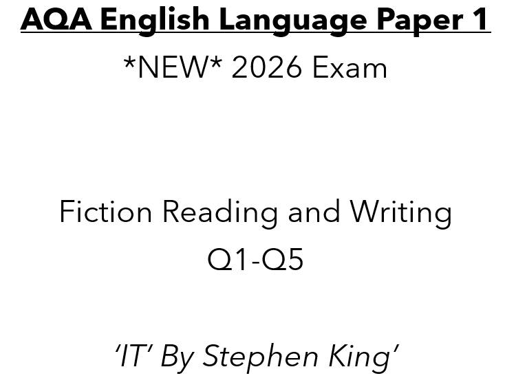 NEW 2026 AQA English Lang P1 - Fiction - Stephen King's IT | Teaching ...