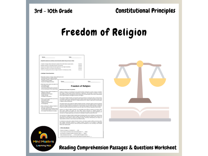 Freedom of Religion Reading Comprehension Passages & Questions ...