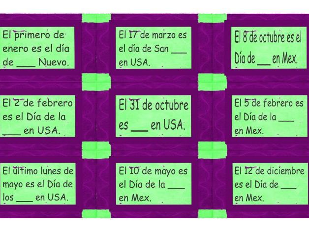 American versus Mexican Holidays Spanish 4 Worksheet-2 Game-1 Exam ...