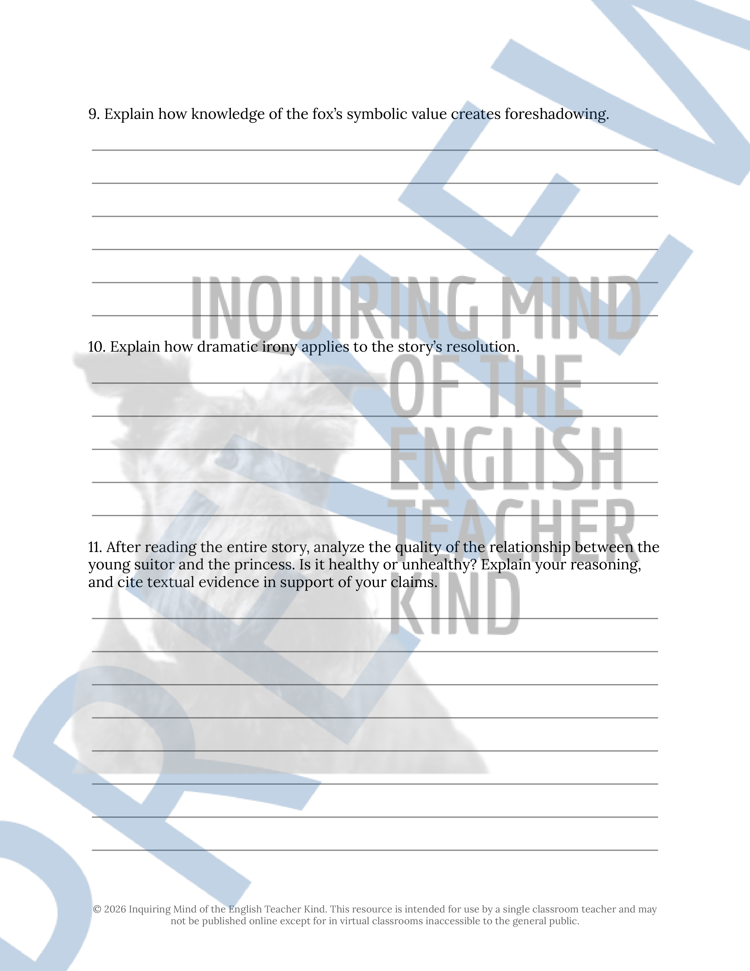 "The Sea Hare" Close Reading Analysis Worksheet | Grimm's Fairy Tale ...