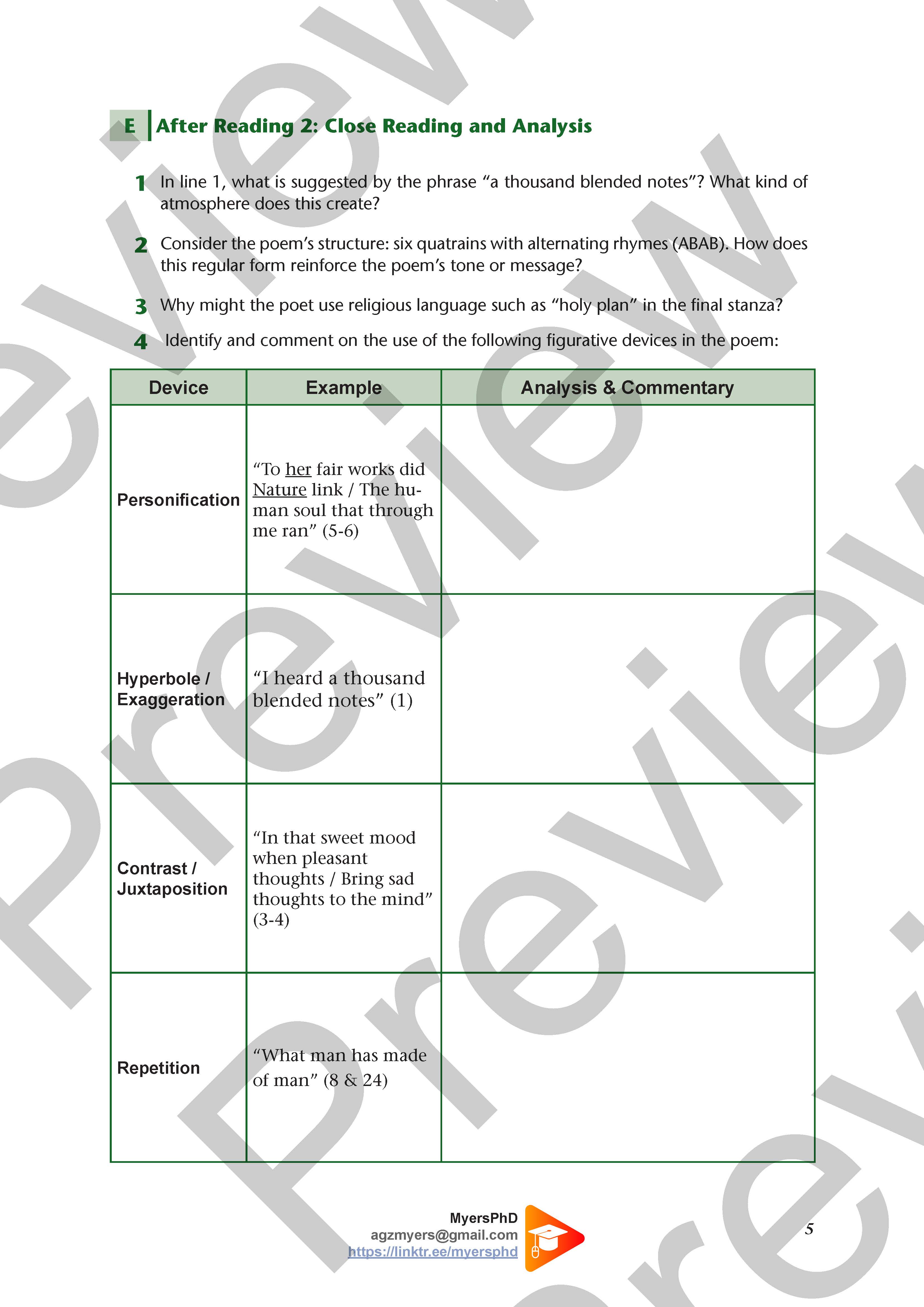 GCSE Poetry: William Wordsworth "Lines Written in Early Spring" - NO ...