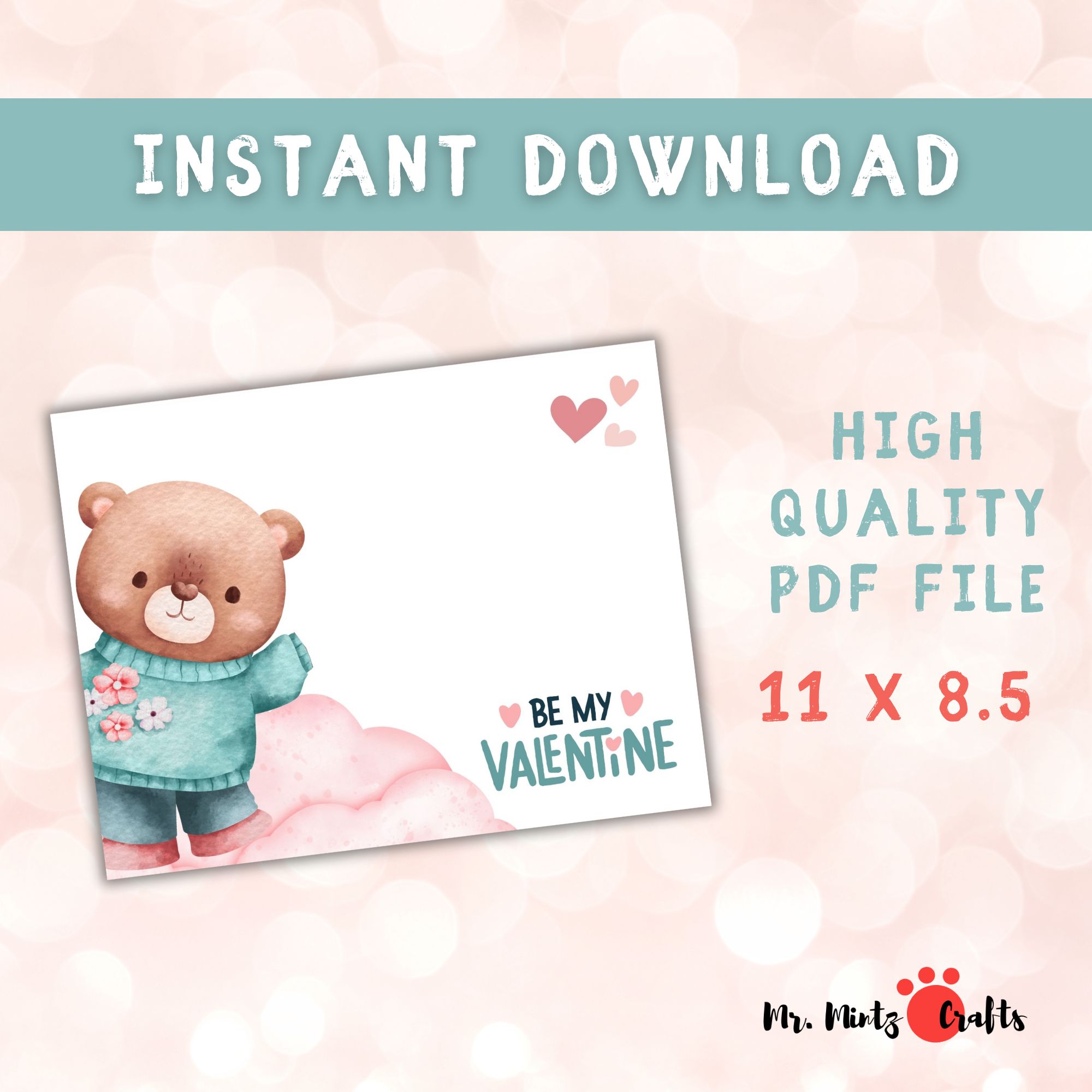 Be My Valentine Handprint Craft – Cute Teddy Bear Valentine Activity ...