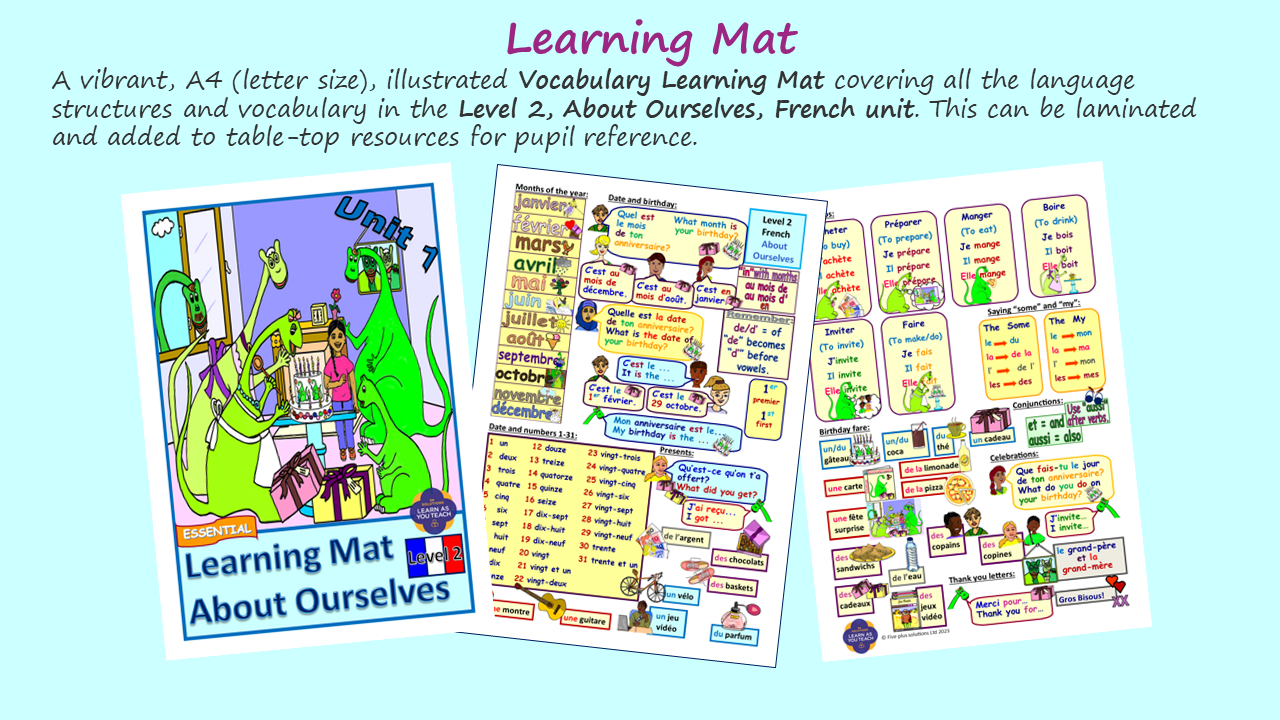 KS2 FRENCH: YEAR 4 LEARNING MAT - ABOUT OURSELVES | Teaching Resources