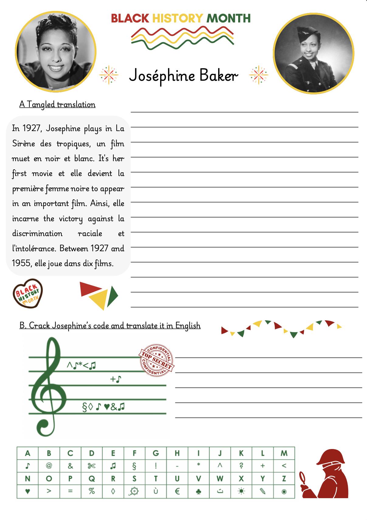 Black History Month – Josephine Baker – KS3 French lesson | Teaching ...