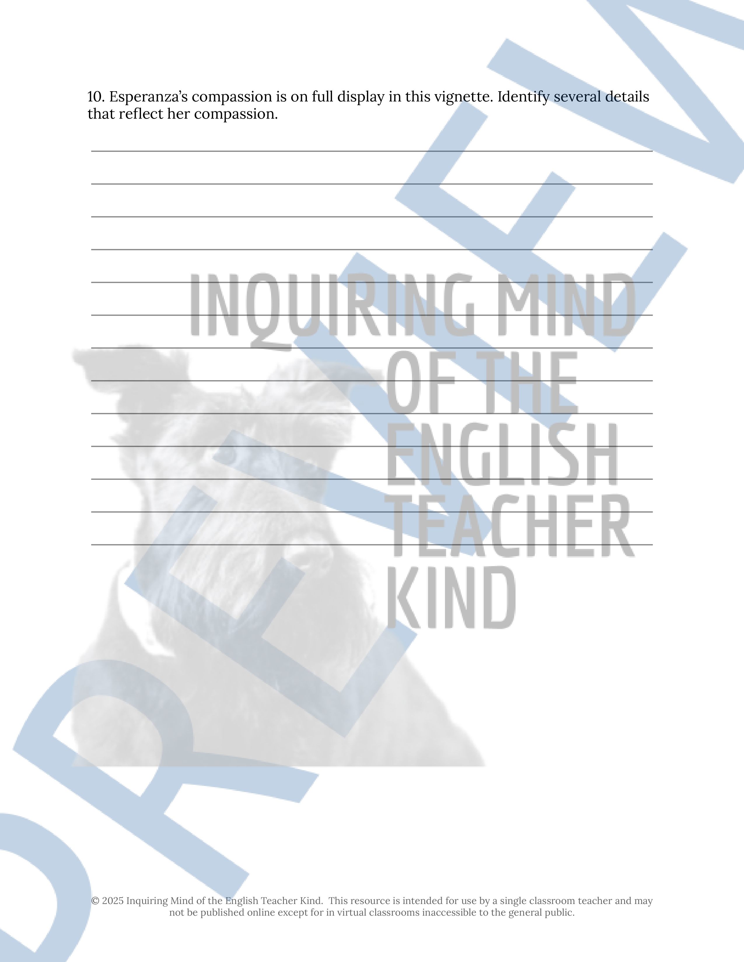 The House on Mango Street "No Speak English" Close Reading Inference ...