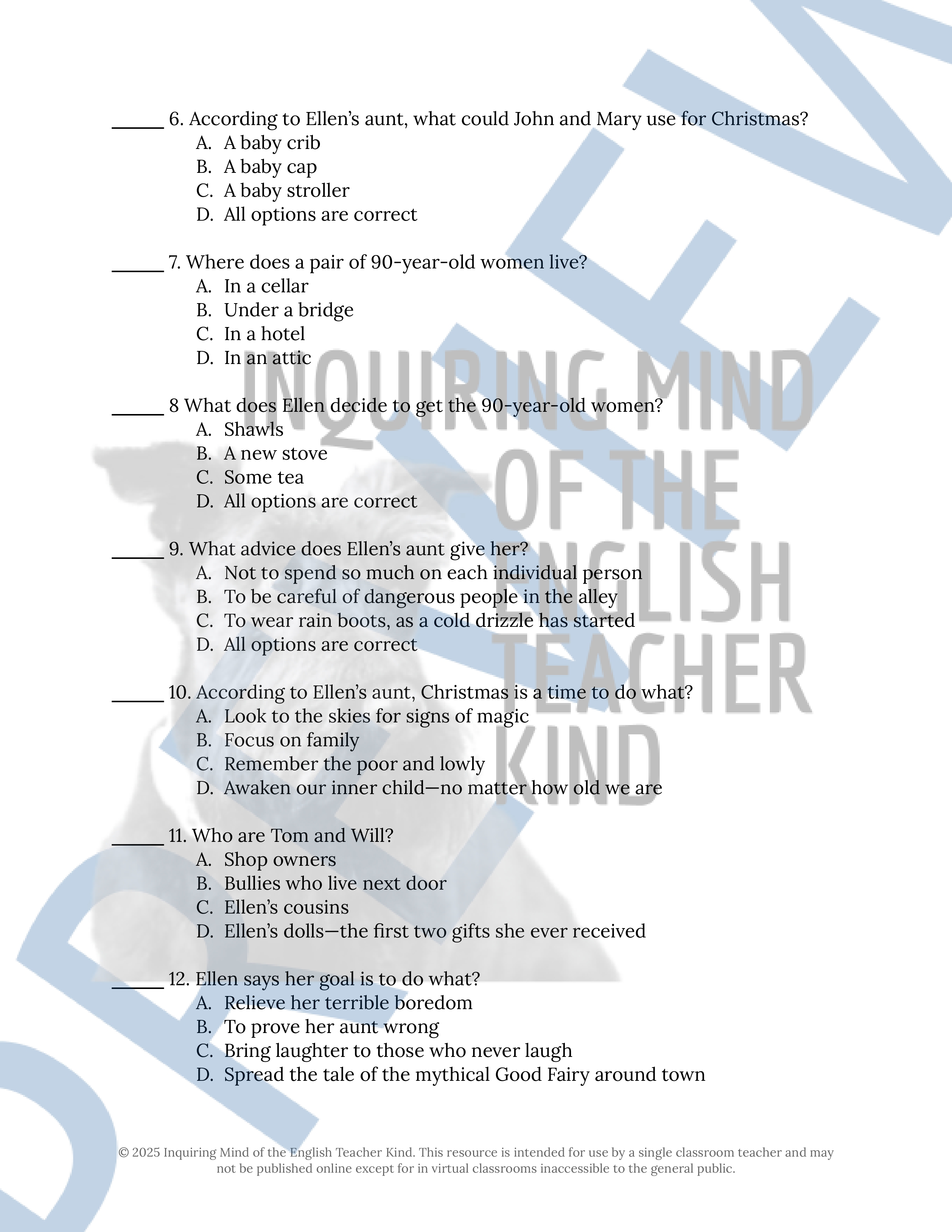 "Christmas; or, The Good Fairy" by Harriet Beecher Stowe Quiz and ...