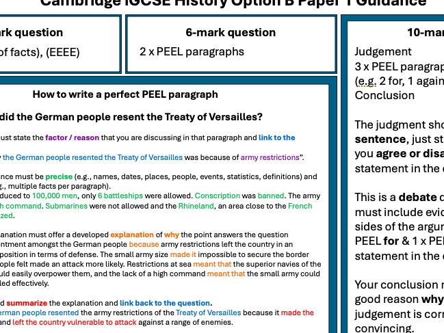 iGCSE History Paper 1 Exam Question Guidance | Teaching Resources