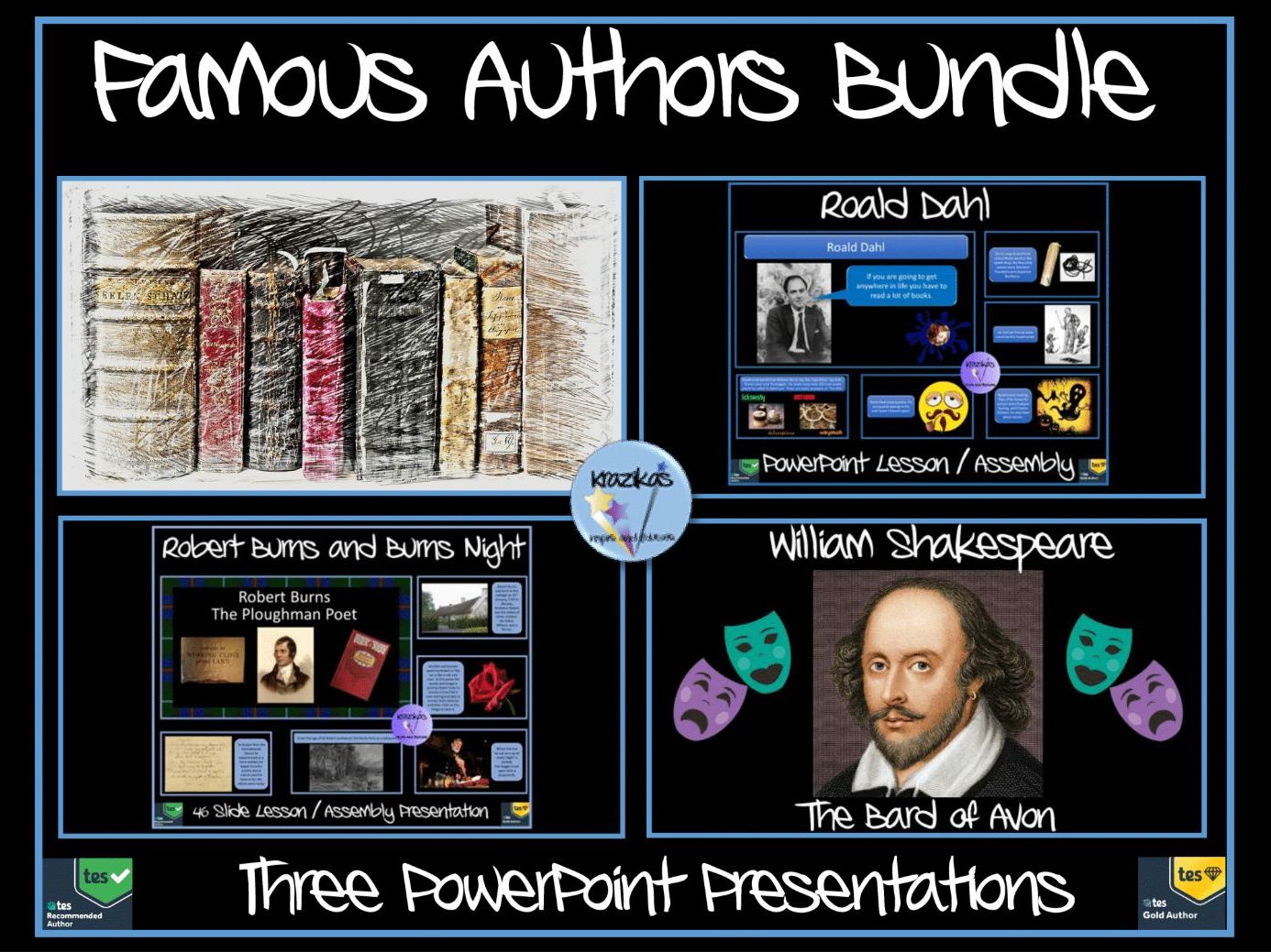 Famous Authors - Shakespeare, Dahl, Burns by Krazikas | Teaching Resources