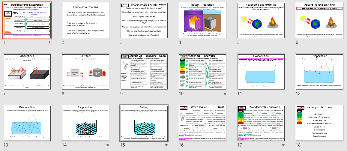 Year 7 Energy- L7 Radiation and evaporation (Lesson) | Teaching Resources