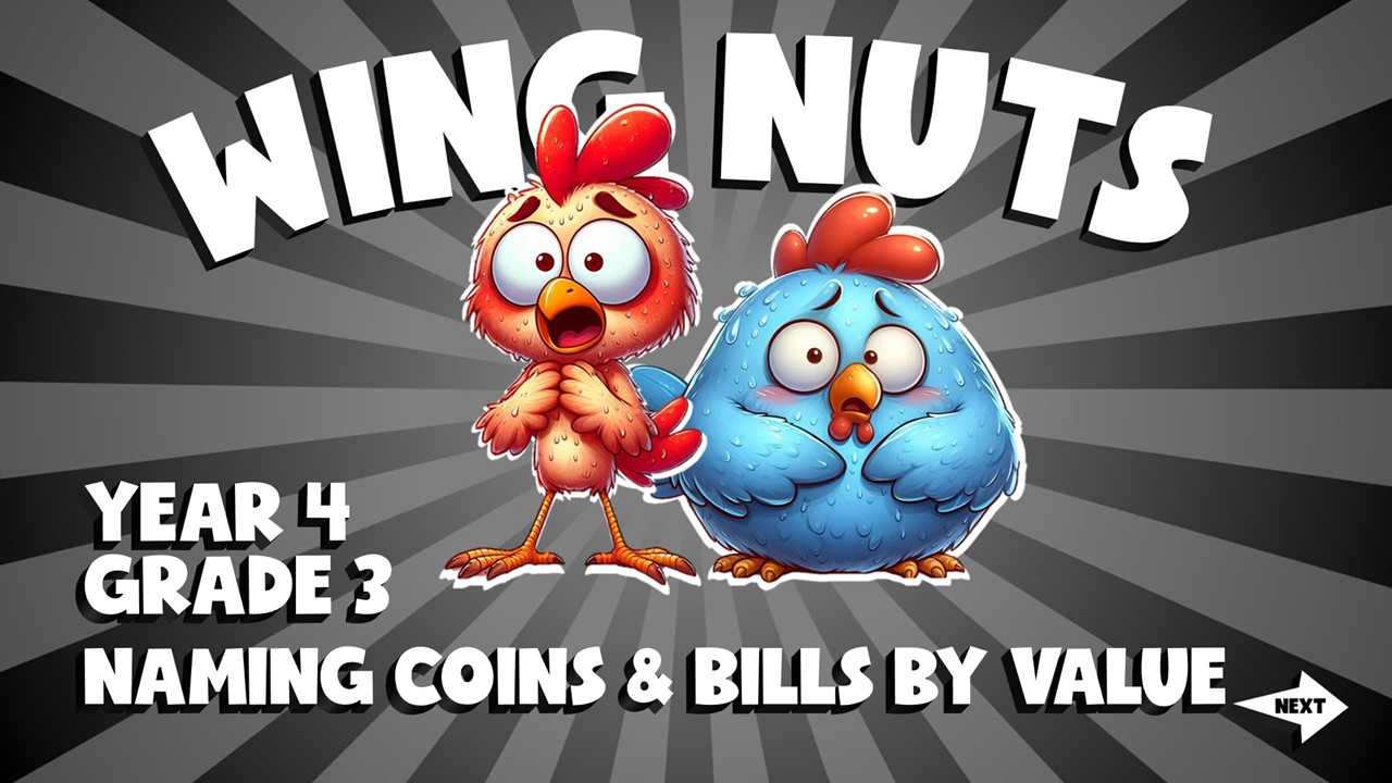 Naming Coins & Bills by Value WING NUTS Maths Game | No-Prep Year 4 ...