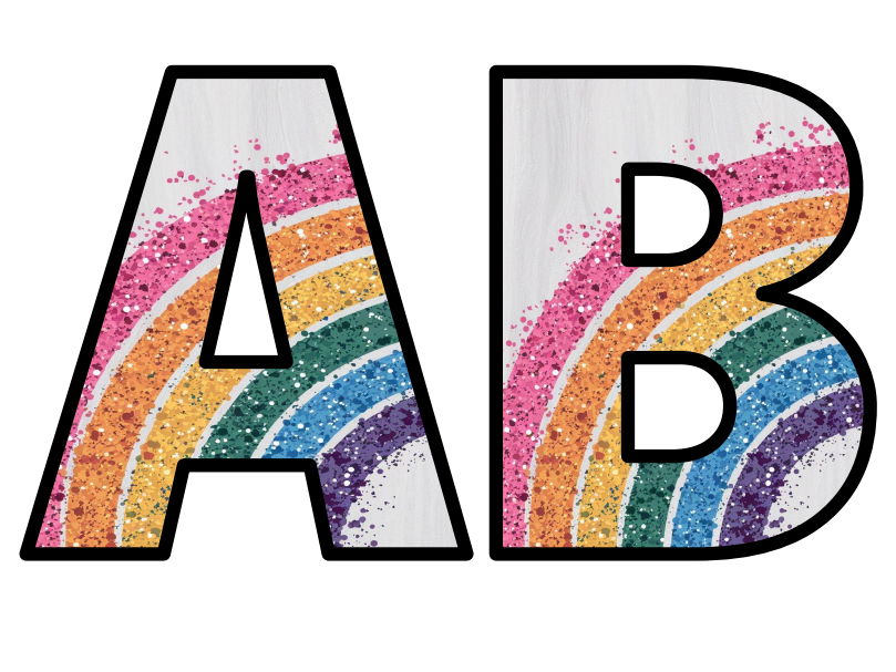 Glitter Rainbow Colorful Art Lettering Set Instant Display Title All ...