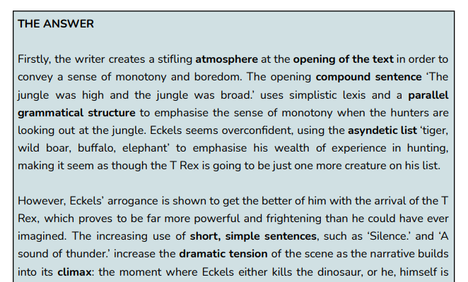 AQA Language Paper 1: Question 3 Breakdown + Example Answers (L5-L9 ...