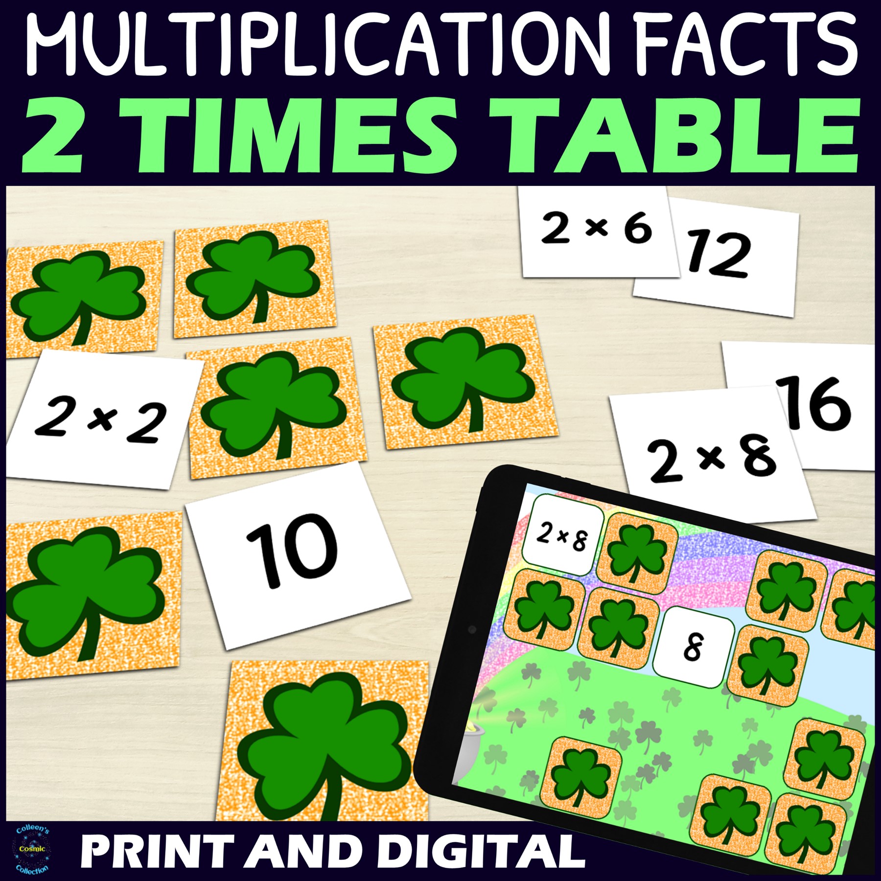 St Patricks Day Multiplication Facts for 2 Times Table Activity ...