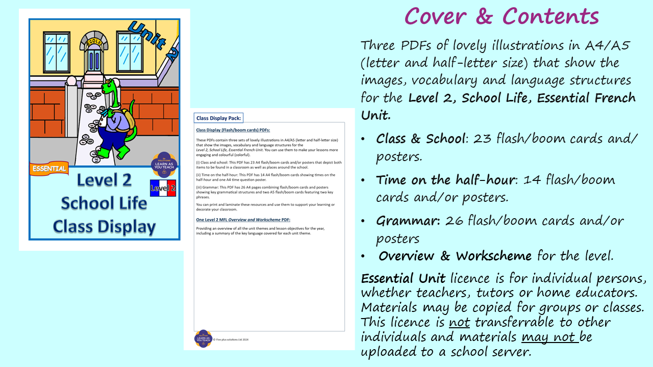KS2 FRENCH: YEAR 4 FLASH/BOOM CARDS - SCHOOL LIFE | Teaching Resources