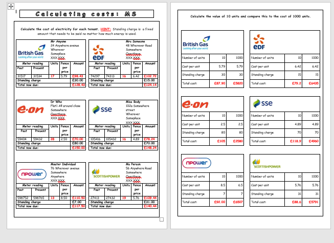Year 7 Energy - L10 Energy calculations (Worksheet) | Teaching Resources