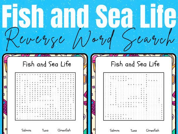 Fish and Sea Life - Reverse Word Search No Prep Activity Printable ...