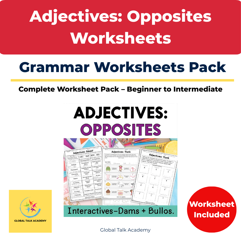 Adjectives: Opposites – ESL Vocabulary Worksheets | Teaching Resources