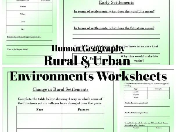 Geography Rural and Urban Environments Worksheets | Teaching Resources