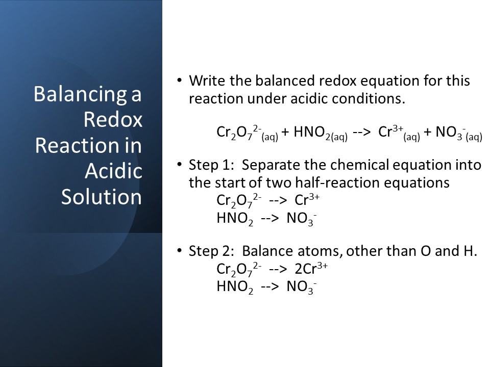 Balancing Redox Reactions Using Half Reactions Grade 12 Chemistry Power Balancing Redox Reactions Using Half Reactions Grade 12 Chemistry Power