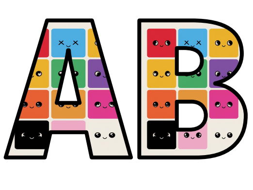 Color Block Happy Emoji Faces Lettering Set Display Title Letters ...
