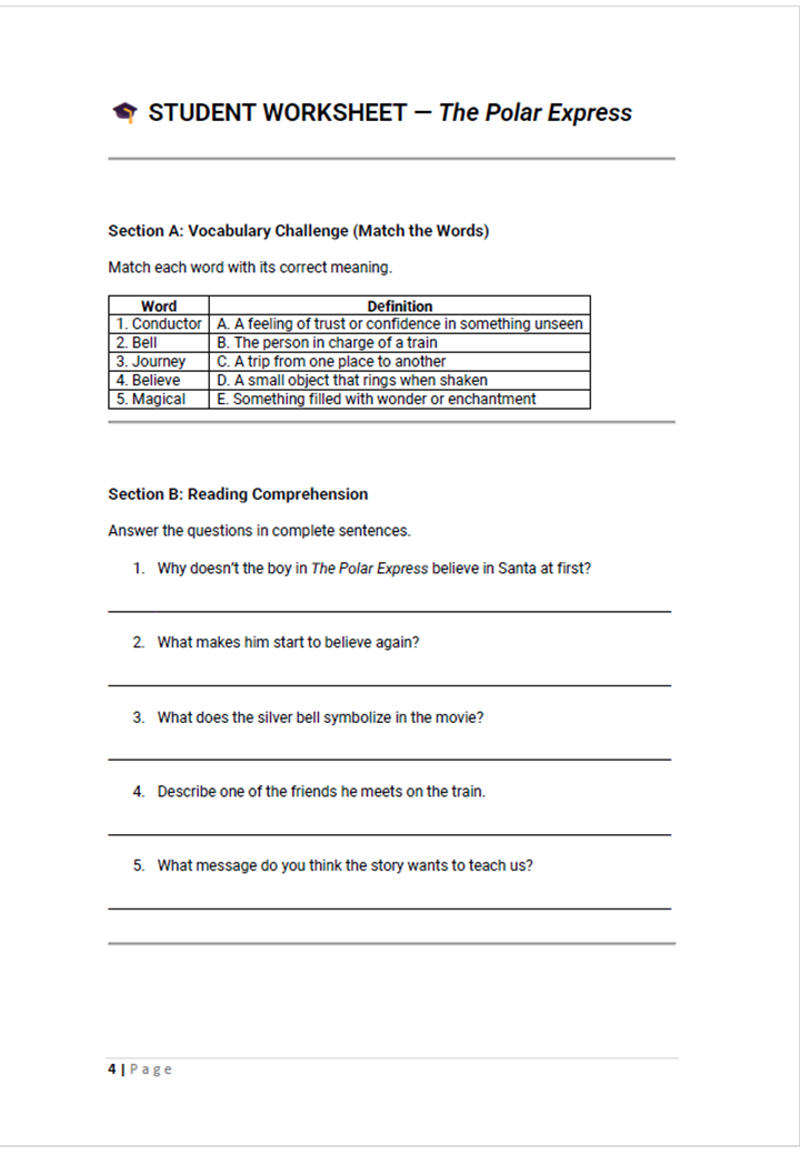 The Polar Express: 2-hour Lesson Plan with Fun Activities | Teaching ...