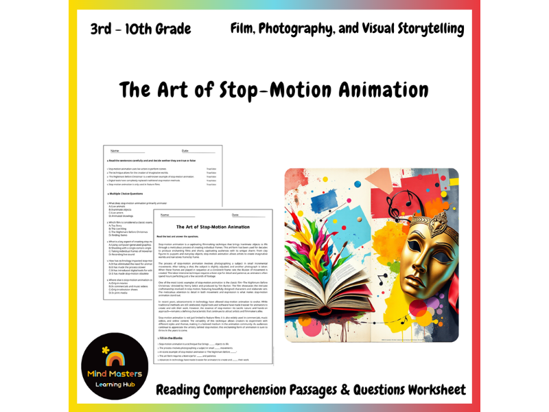 The Art of Stop-Motion Animation Reading Comprehension Passages ...