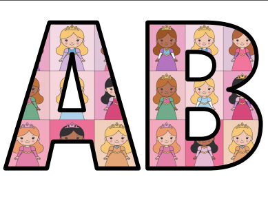 Princesses Cute Girls Pink Women Lettering Set Display Title Letters ...