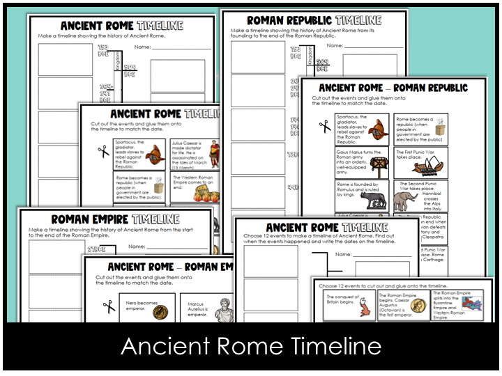 Ancient Rome Timeline Foldable Worksheet Activity Roman Republic Empire ...