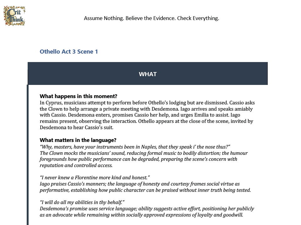 Othello Act 3 – Complete Crit Think Teacher Pack (GCSE) | Teaching ...