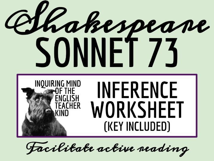 Shakespeare's Sonnet 73 Close Reading Worksheet and Answer Key | Poetry ...