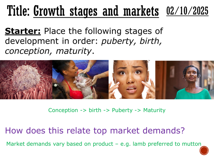 Animal growth stages and market preferences | Teaching Resources