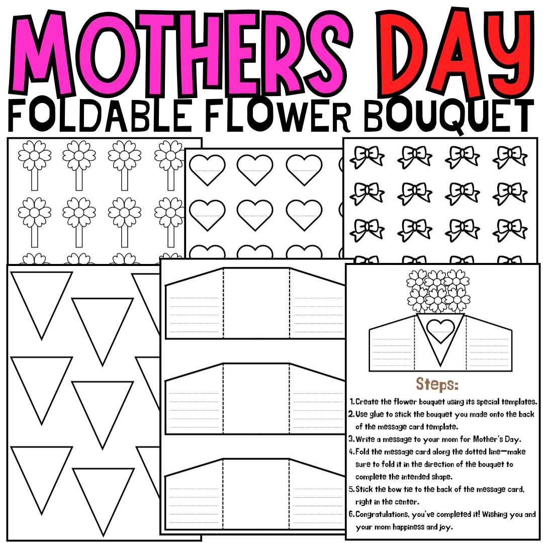 Mothers Day Flowers Bouquet Craft | Foldable Writing Card Activity ...