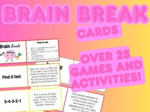 Brain Break Lanyard Cards – 25+ Fun Games & Activities for Pupils ...