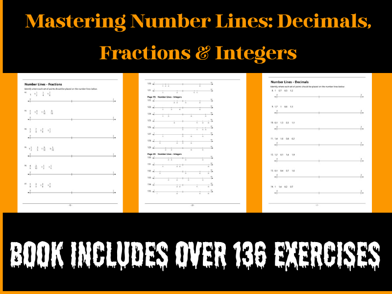 Number Lines Practice Workbook: Decimals, Fractions & Integers ...