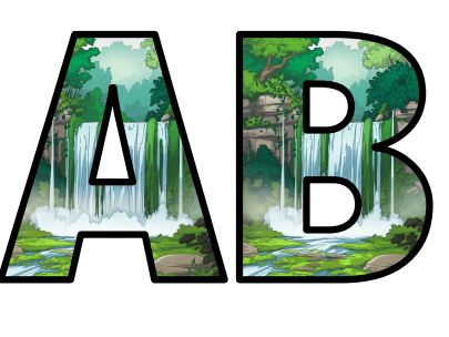 Pocahontas Waterfall Forest Lettering Set Display Title Letters Numbers ...
