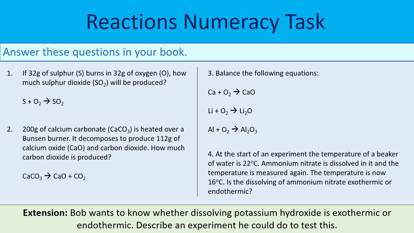 Chemical Reactions ~ KS3 ~ End of Topic Revision ~ Year 7 | Teaching ...