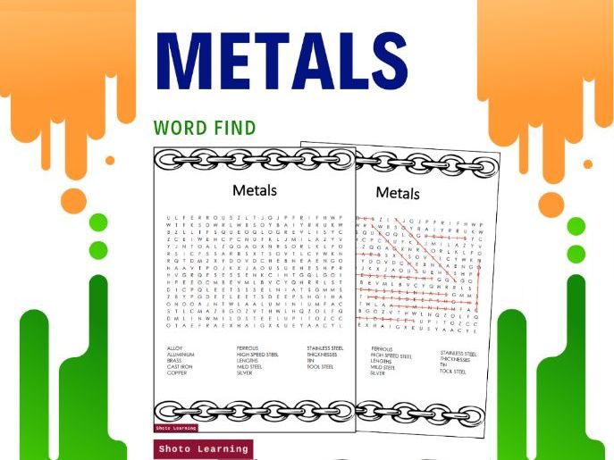 METALS SCIENCE ACTIVITY WORD FIND CROSSWORD SOLVER CROSS SEARCH 