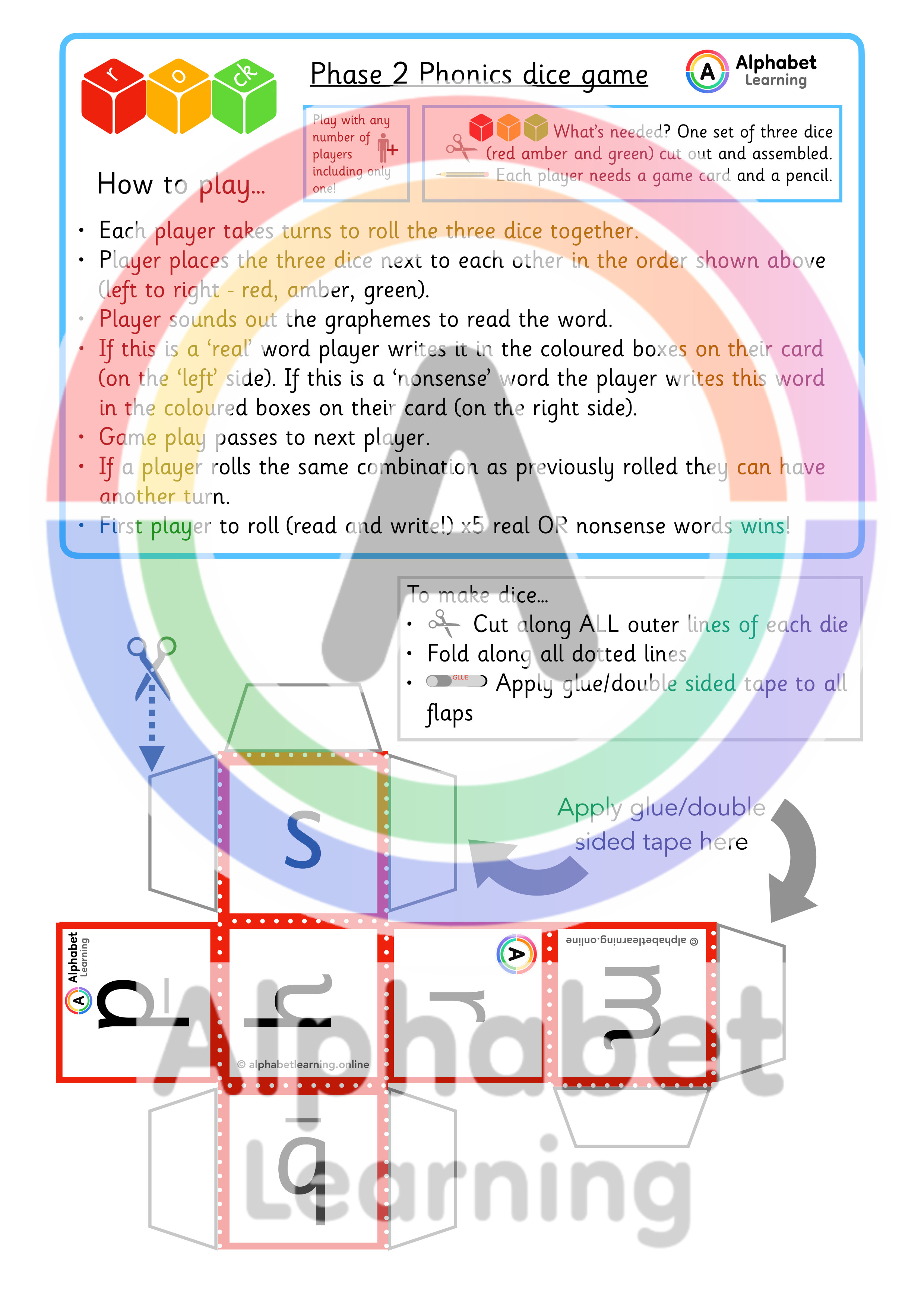 Phase 2 Phonics Dice Game | Teaching Resources