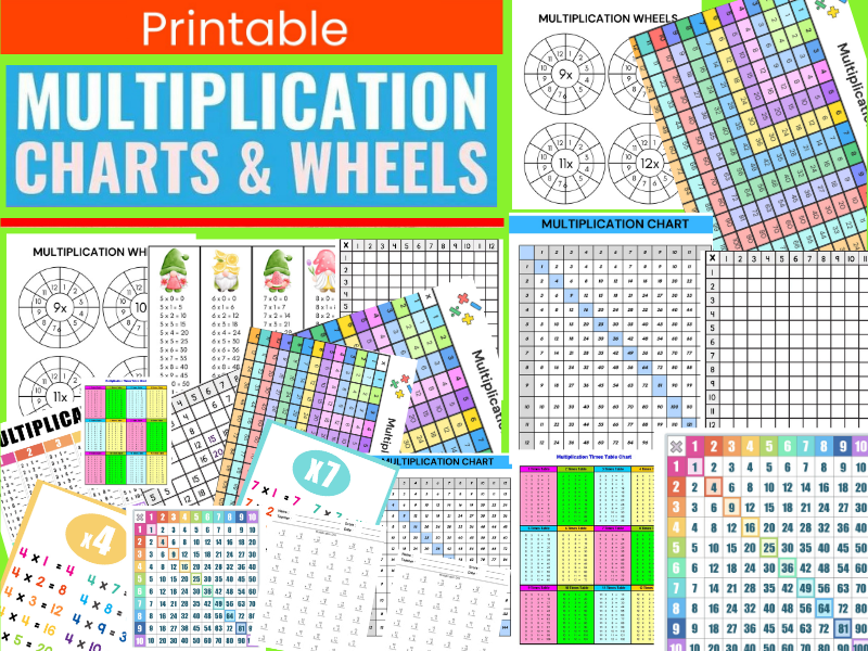 Printable Multiplication Charts & Wheels – Handy Tools for Math Mastery ...