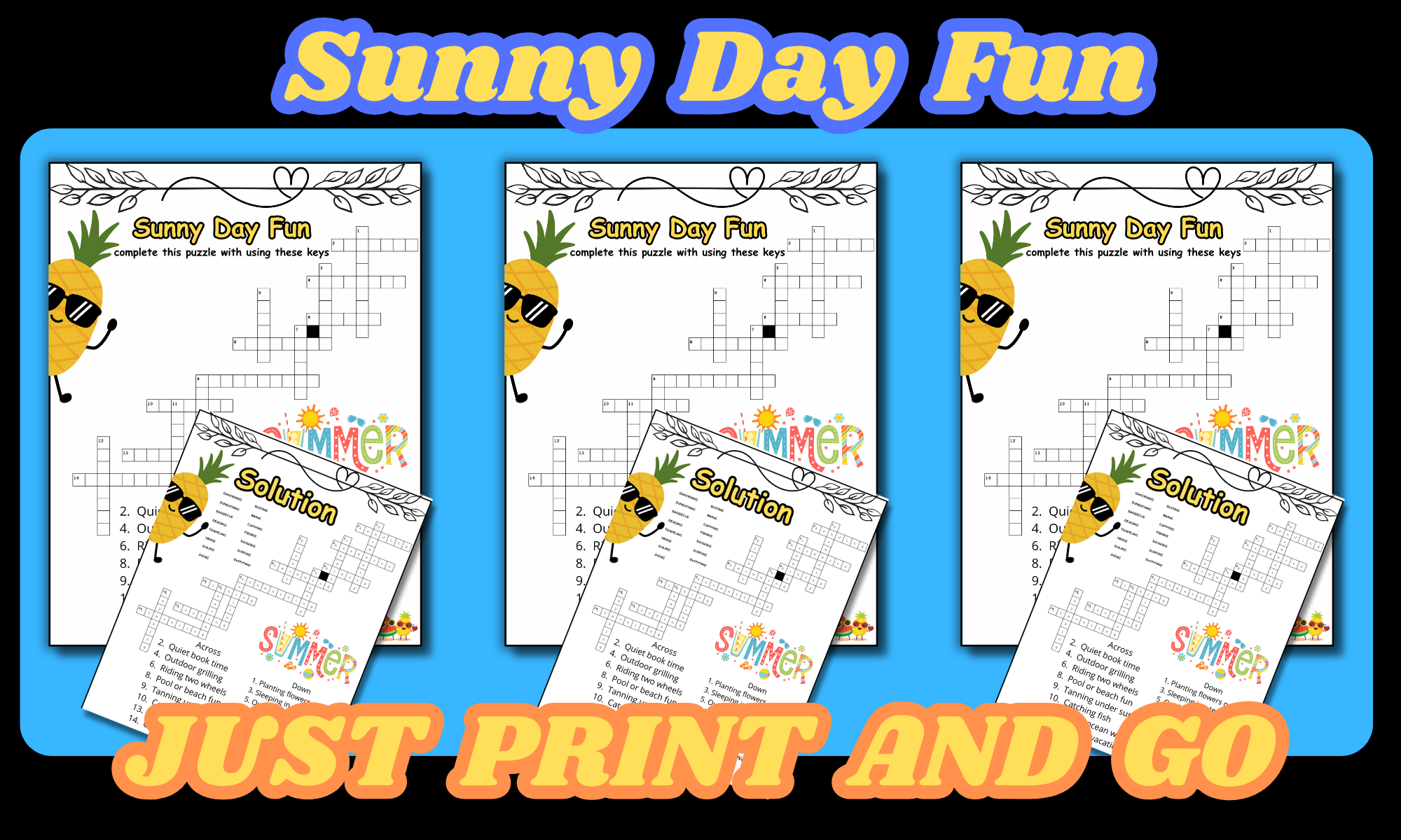 Sunny Day Fun: Summer-Themed Crossword | Teaching Resources