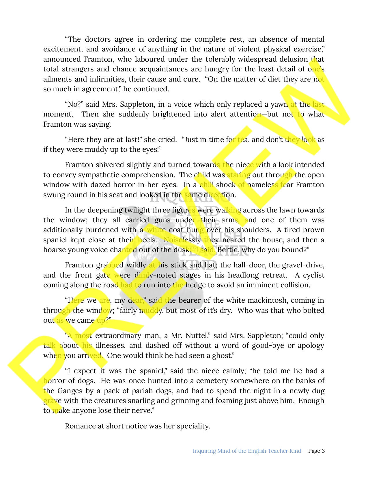 “The Open Window” by Saki Close Reading Analysis Worksheet | Teaching ...