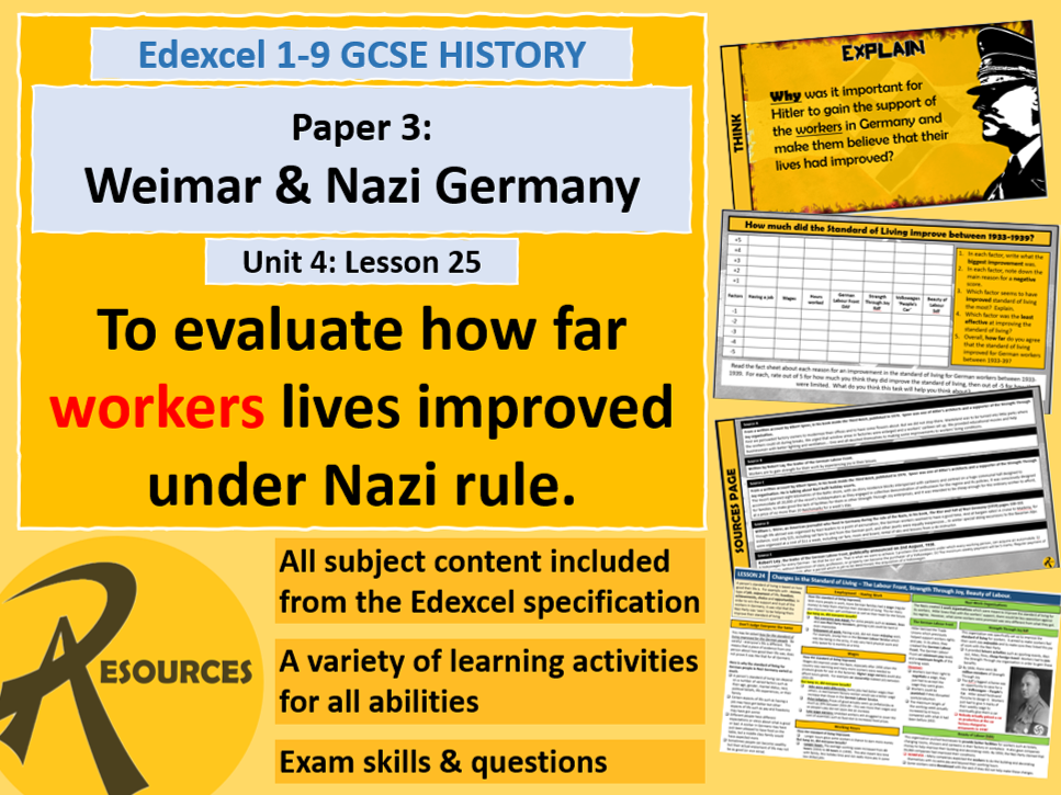 GCSE History Edexcel 1-9 Weimar Nazi Germany Bundle Part 4 Life in Nazi ...