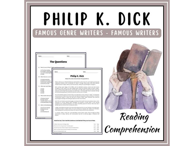 Philip K. Dick Reading Comprehension Passages & Questions Worksheets ...