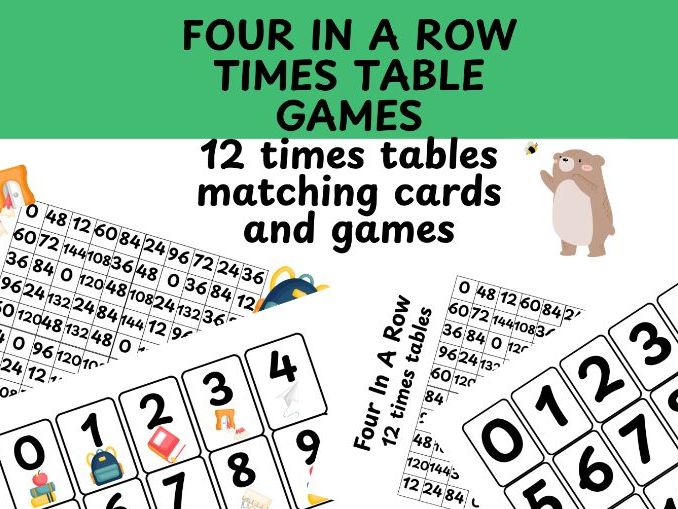 Four in a row multiplication game 12 times table | Teaching Resources