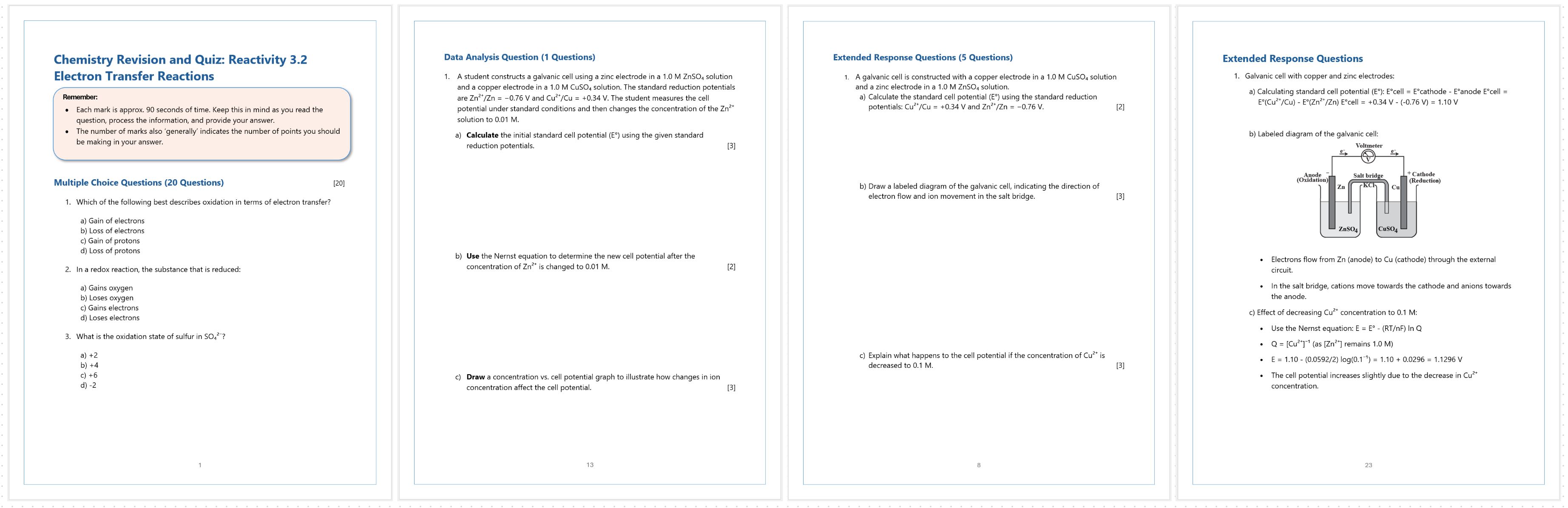 IB DP Chemistry R3.2: Electron Transfer Quiz & Revision Worksheets ...