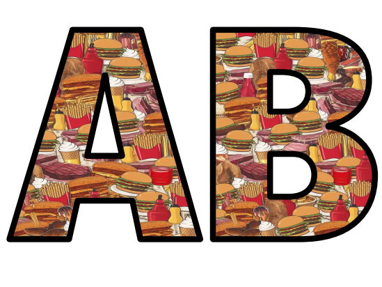 Junk Food Bad Diet Lettering Set Display Title Letters Numbers Signs ...