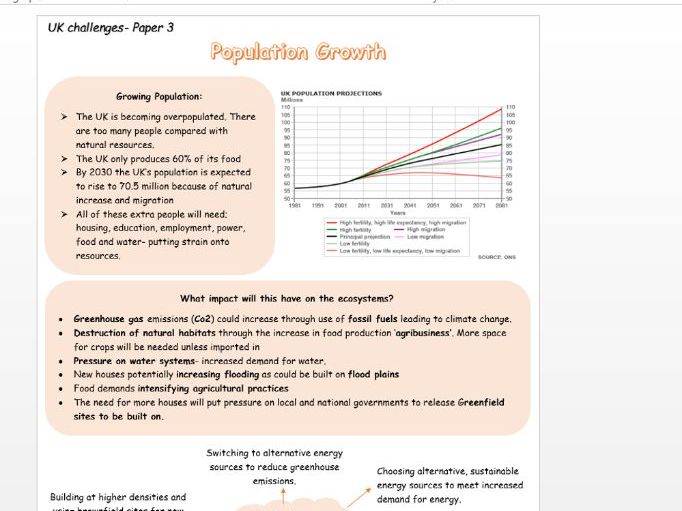 Edexcel Geography Paper 3 UK Challenges Teaching Resources